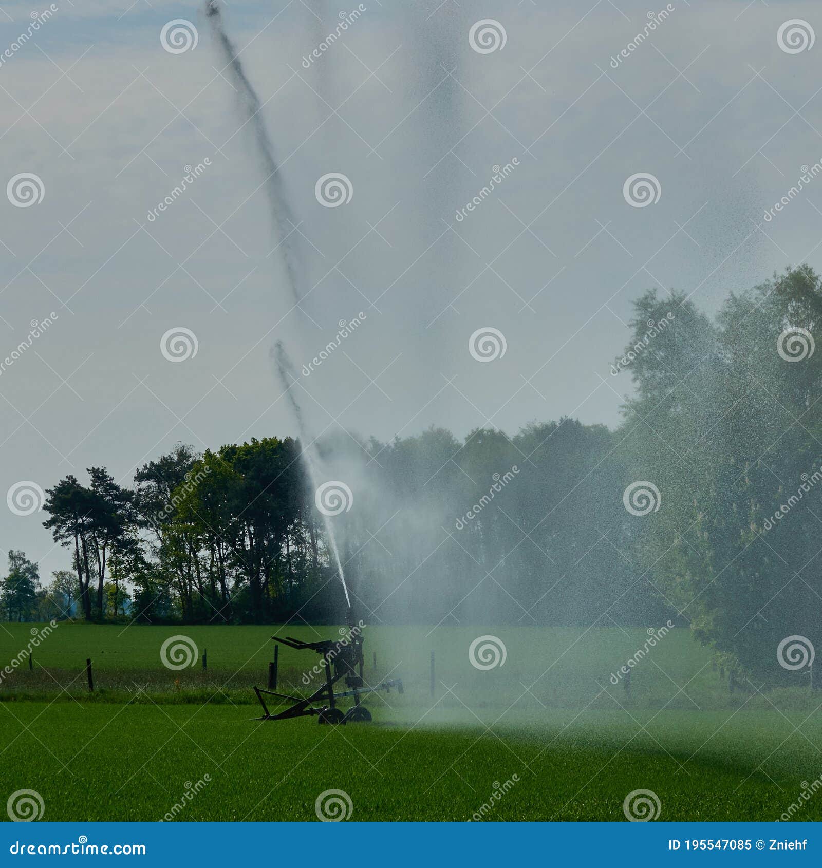 Water Jet from an Irrigation System for Field Irrigation on a Green ...