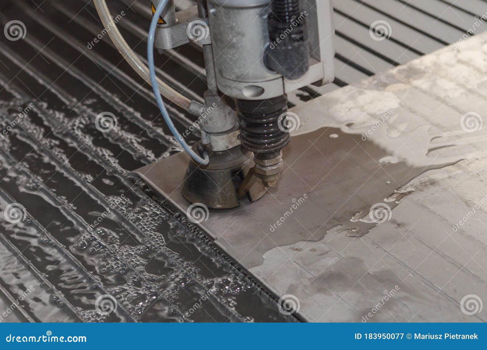 Water jet machine at work stock image. Image of machining - 183950077
