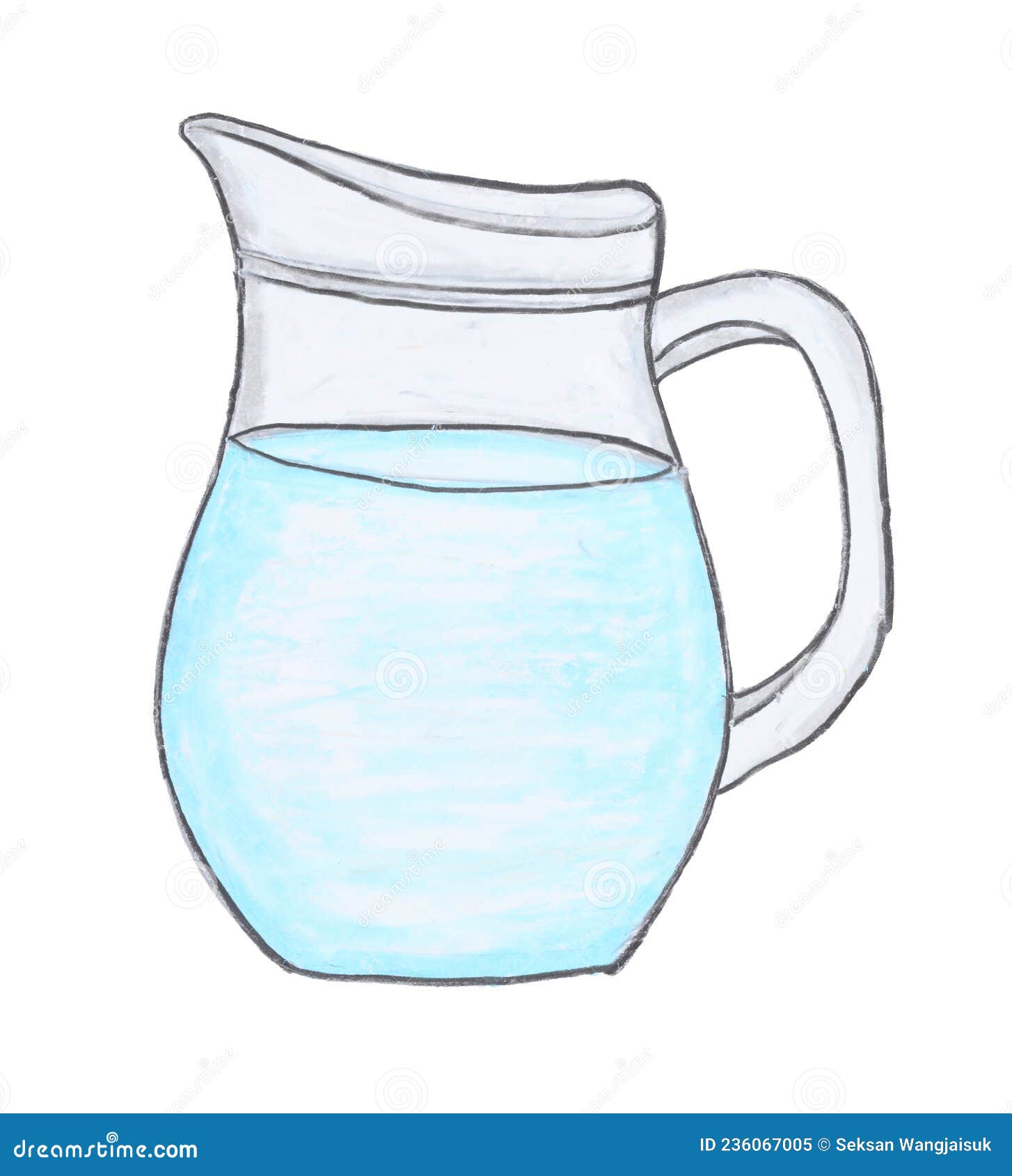 Water in Jug Drawing with Crayon on White Paper Stock Illustration ...