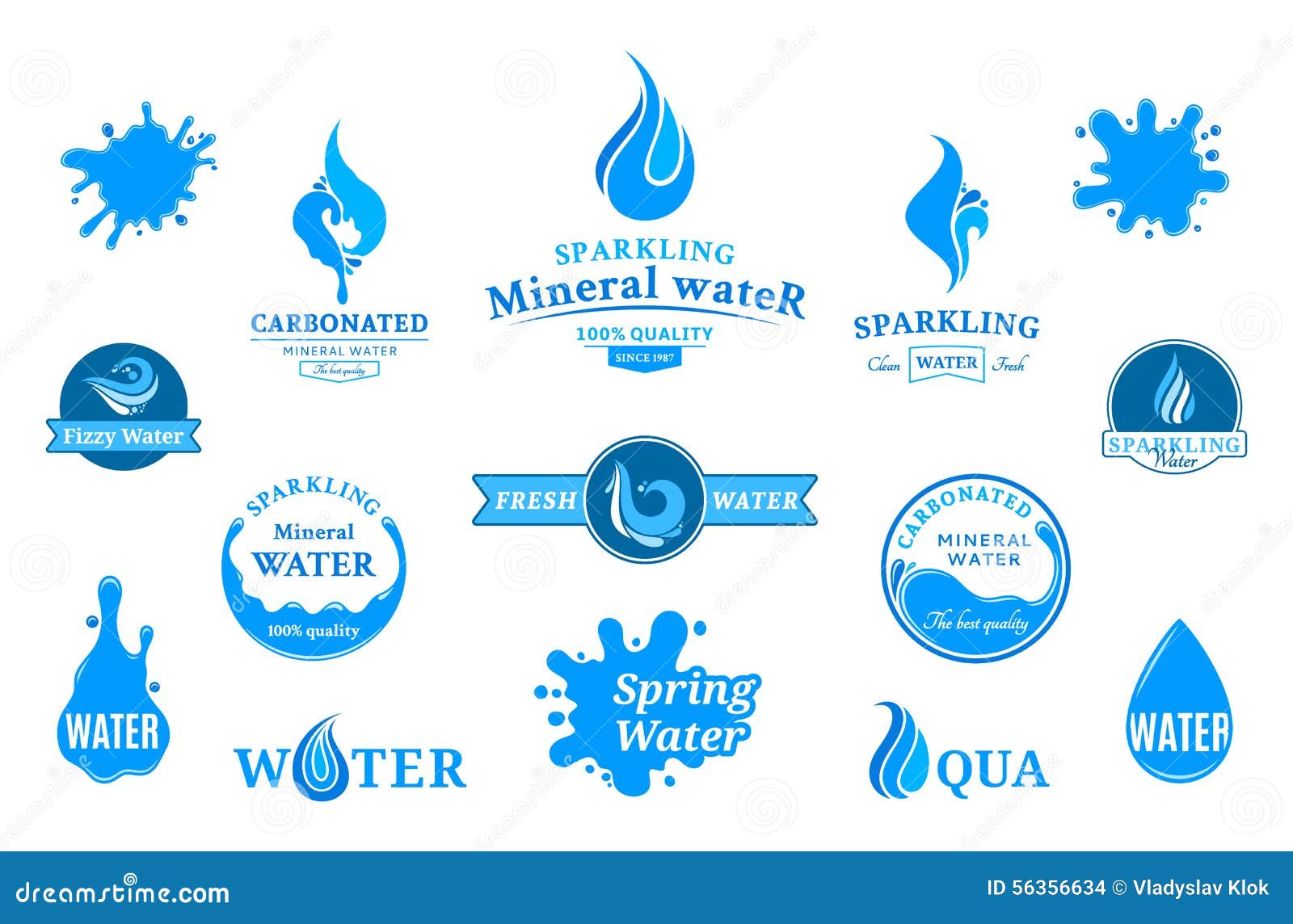 Water Label, Icons and Design Elements Stock Vector - Illustration of ...
