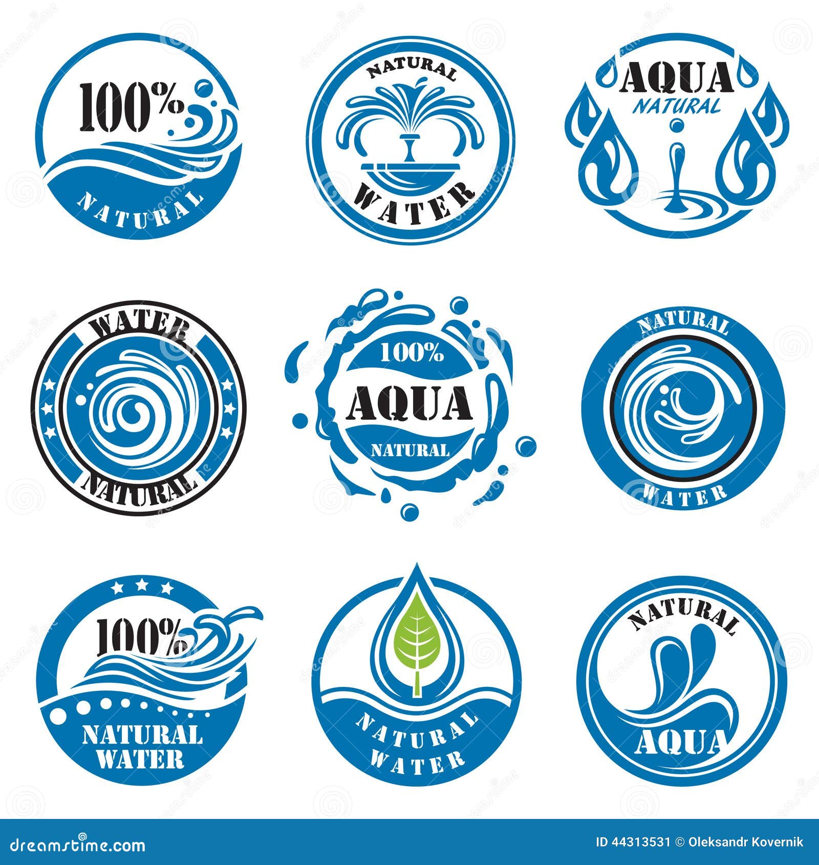 Water labels stock vector. Illustration of drip, aqua - 44313531