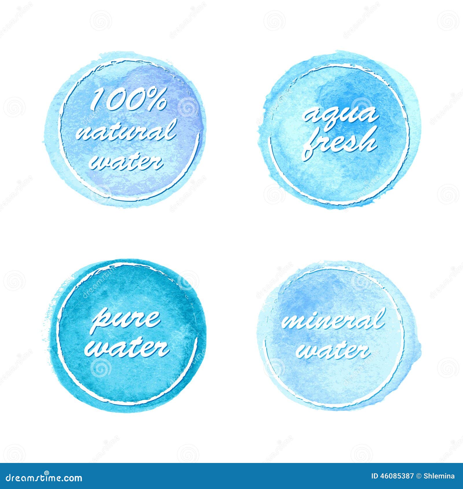 Water Labels Set in Watercolor Style Stock Vector - Illustration of ...