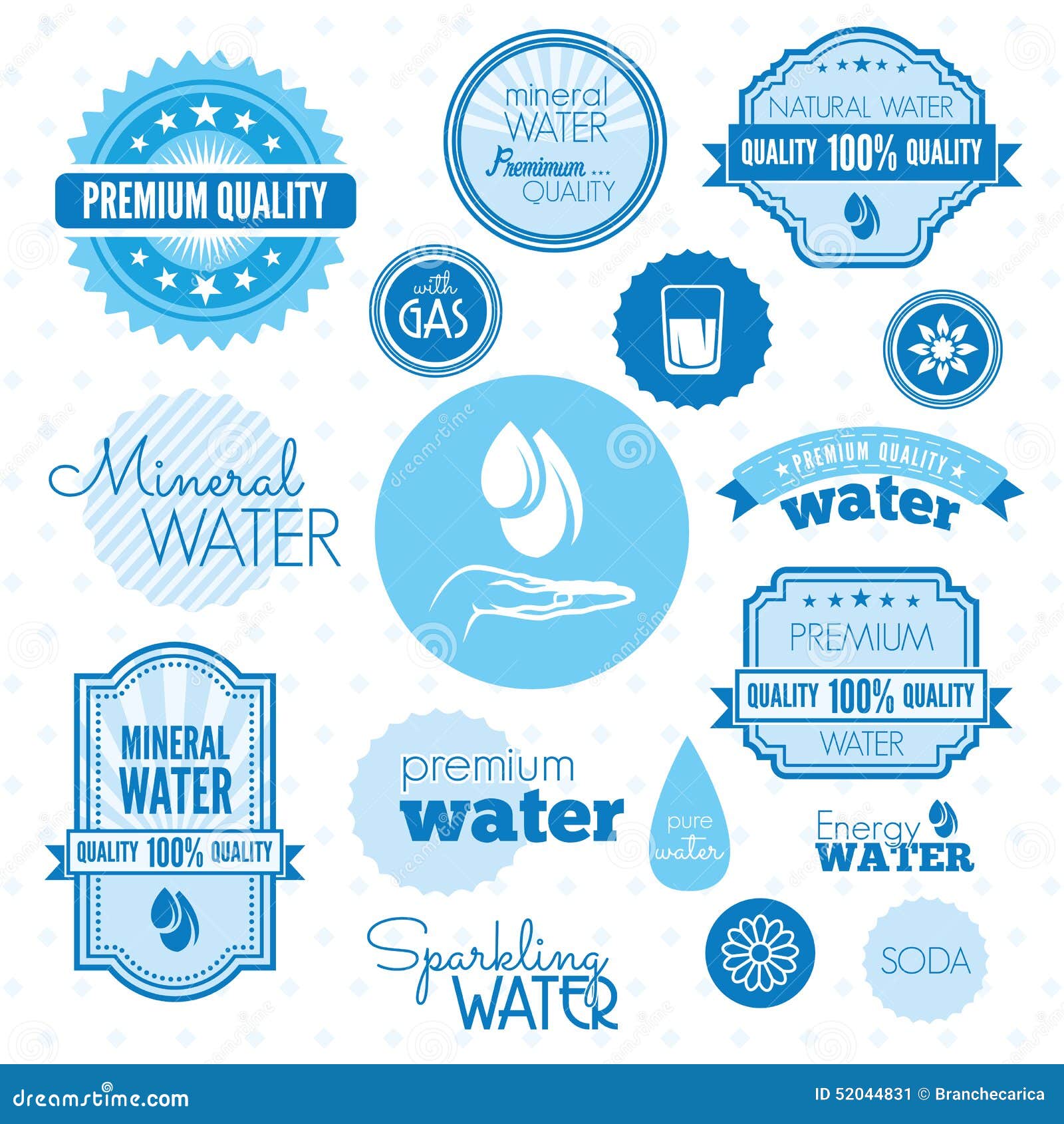 Water labels stock vector. Illustration of water, quality - 52044831