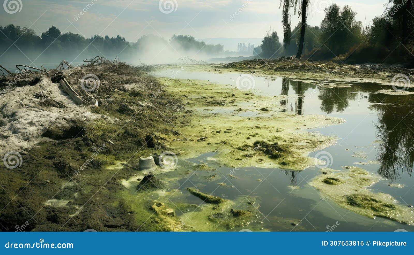 Water lake pollution stock illustration. Illustration of sediment ...