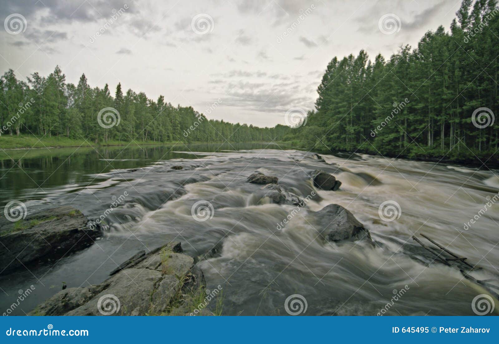 Water Landscape with Clouds, Forest and Rift Stock Image - Image of ...