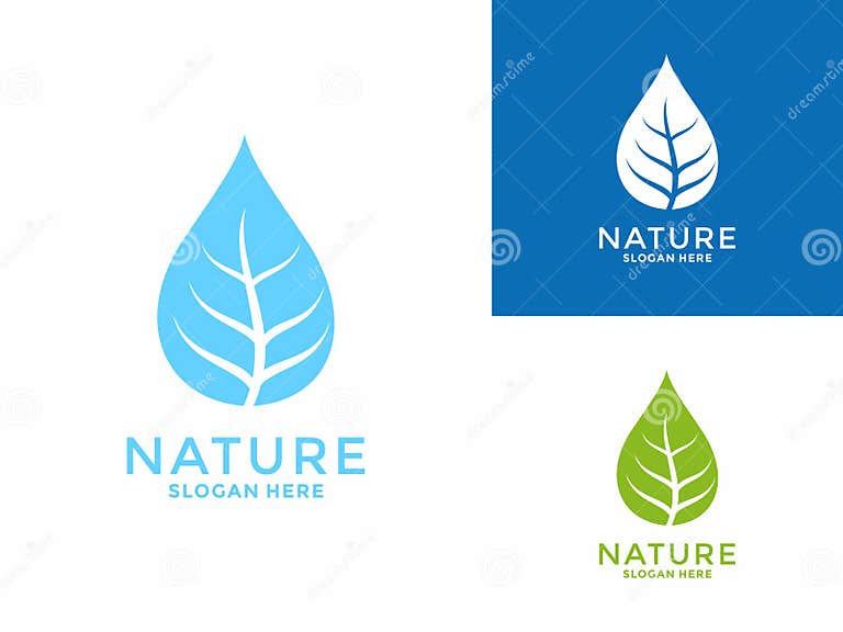 Water Leaf Logo Vector. Drop Water Leaf Logo Vector. Natural and ...
