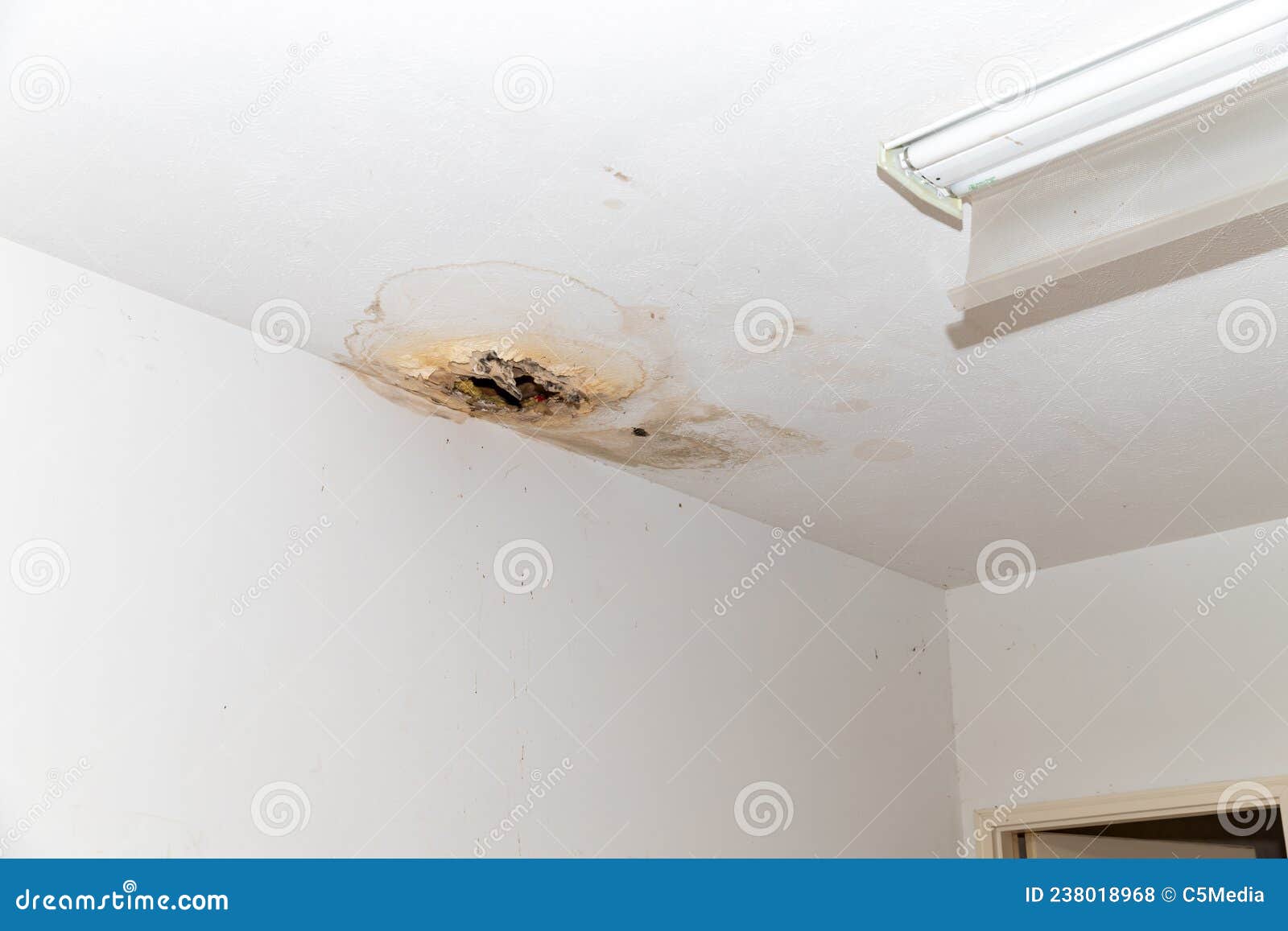 Water Leak Causing Damage To Ceiling Stock Photo - Image of problem ...