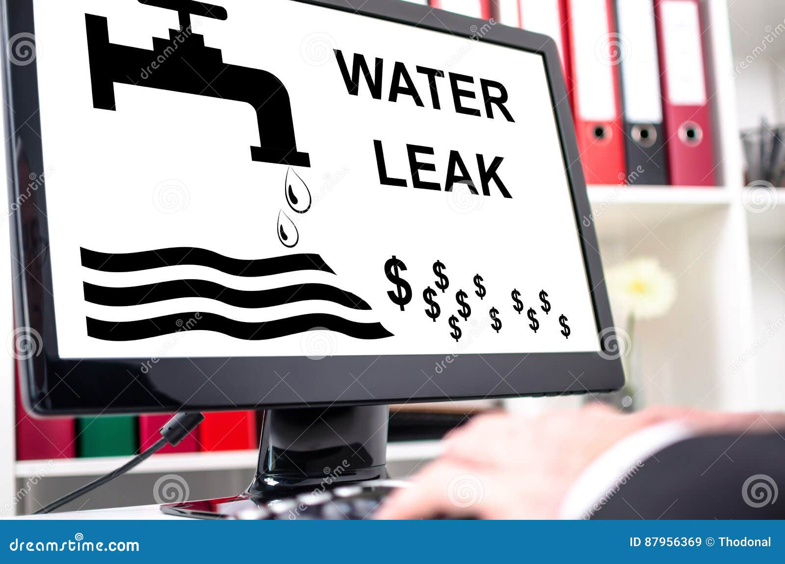 Water Leak Concept on a Computer Screen Stock Image - Image of faucet ...