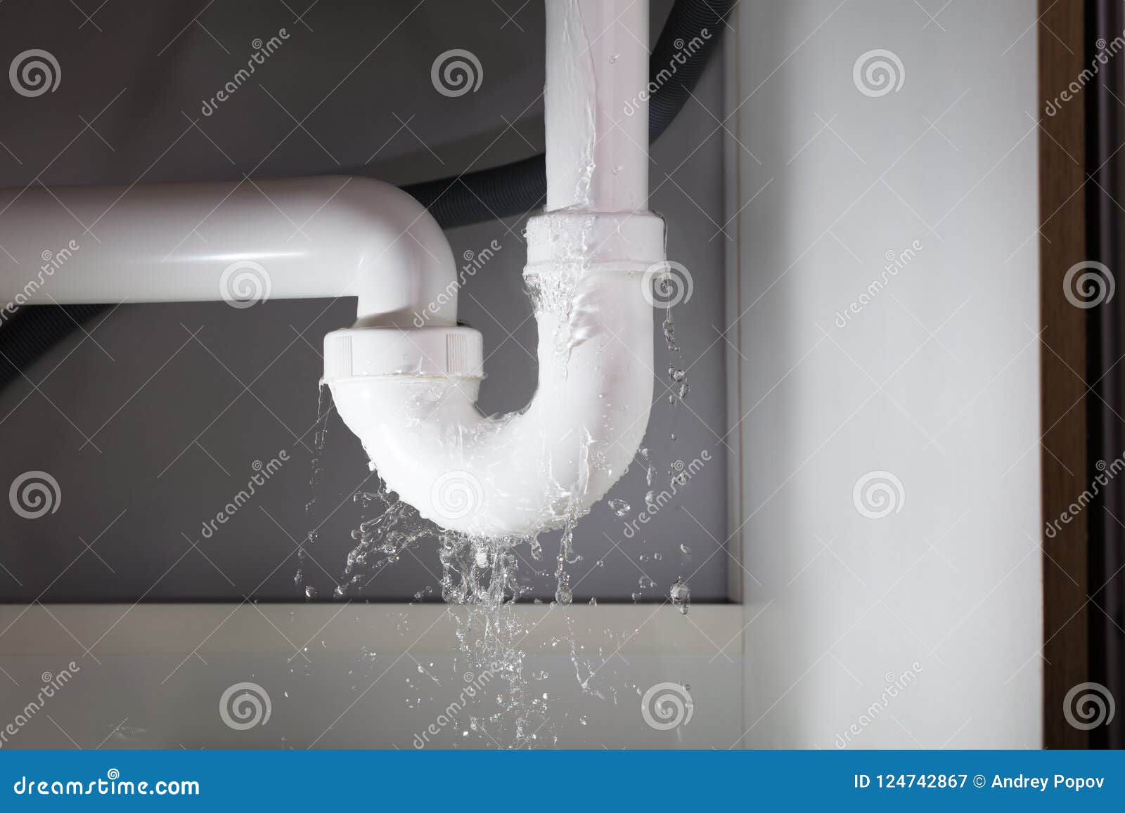 Water is Leaking from the Pipe Stock Image - Image of flood, house ...