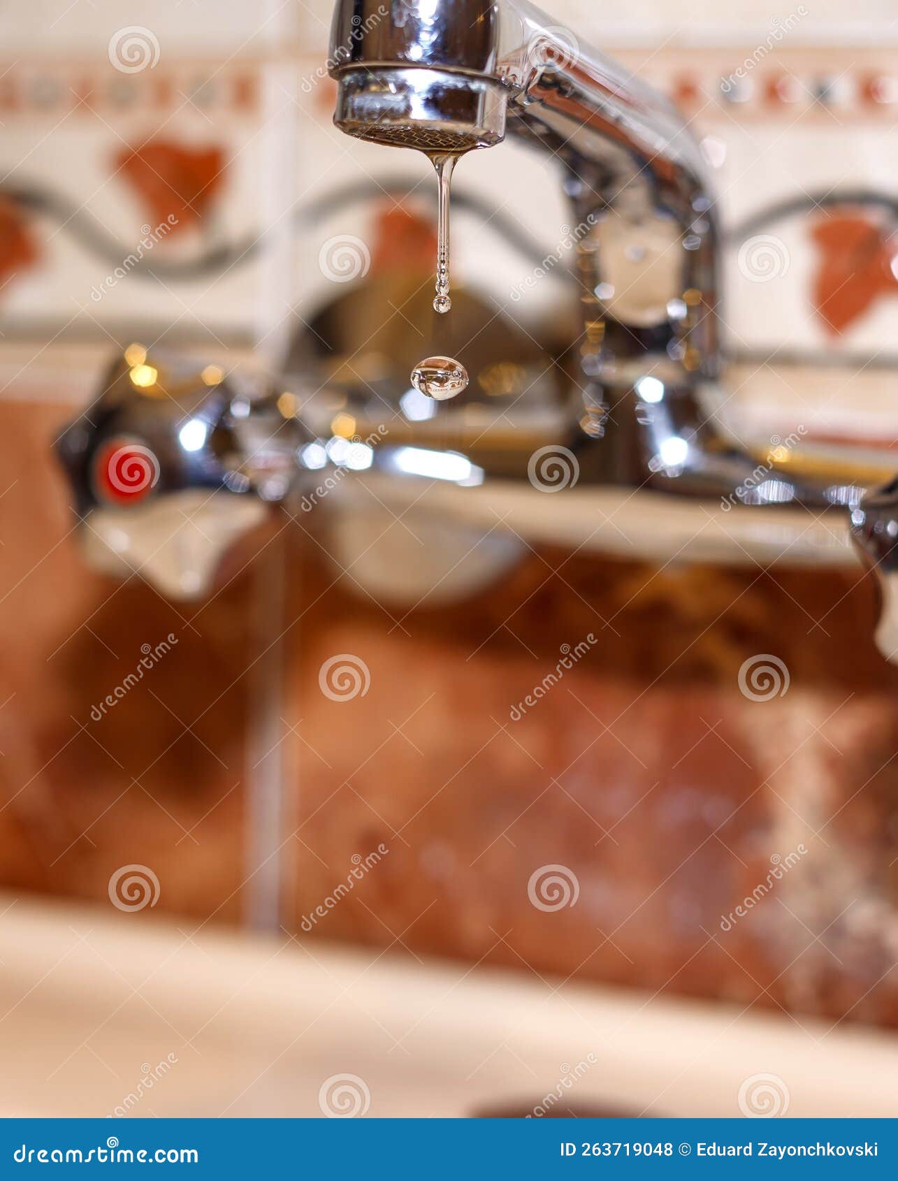Water Leaks from a Metal Water Tap. Stock Photo - Image of drinkable ...