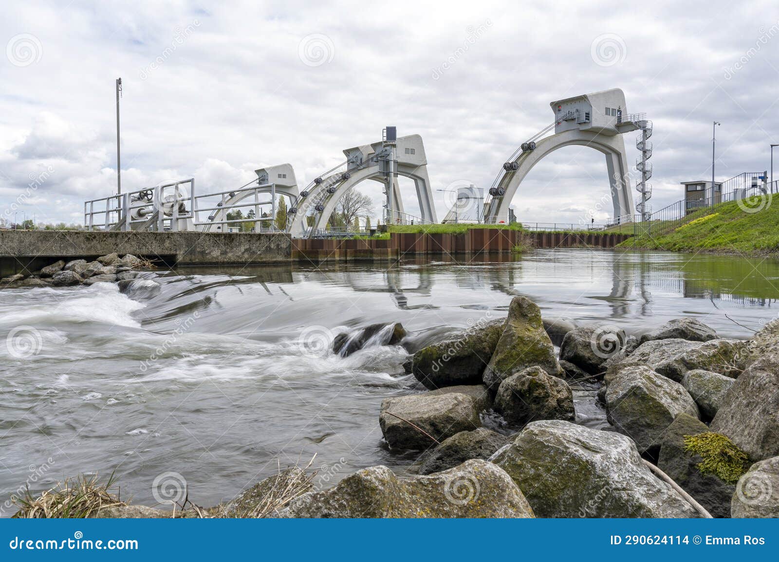 The Water of the Lek River Flows Over the Fish Ladders Next To the ...