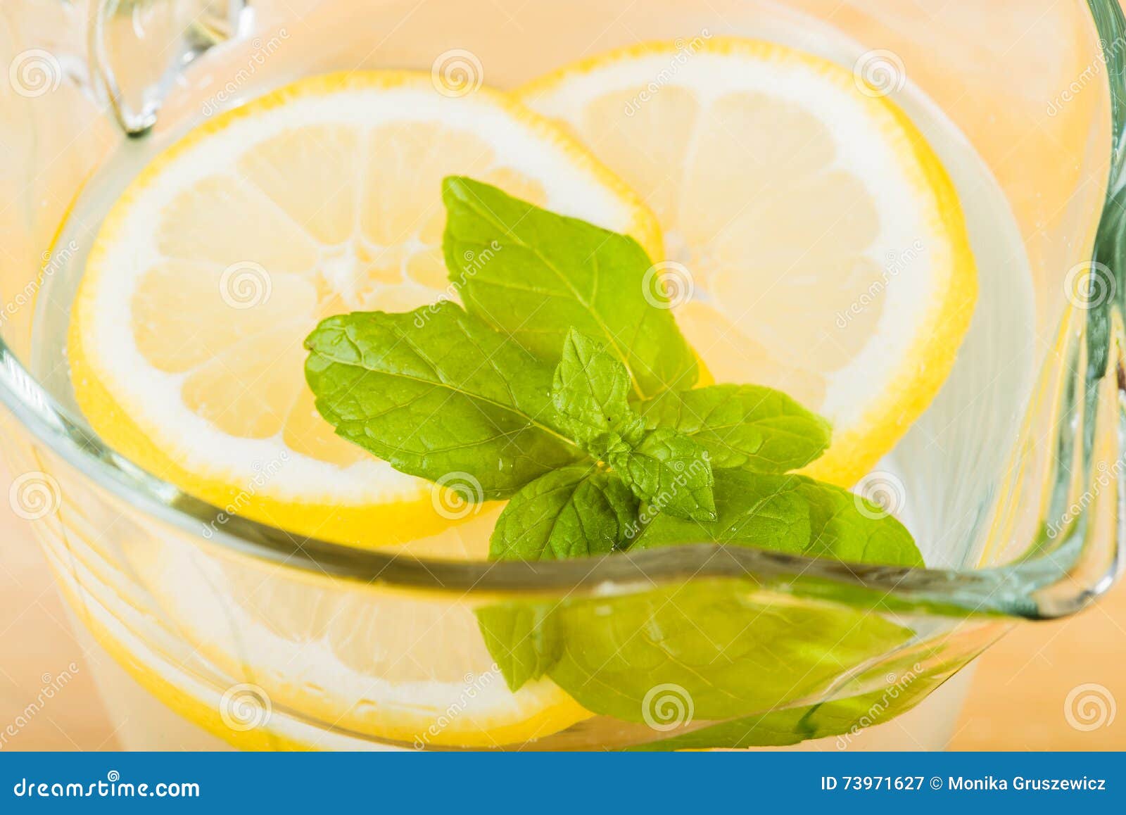 Water with lemon and mint stock image. Image of refreshing - 73971627