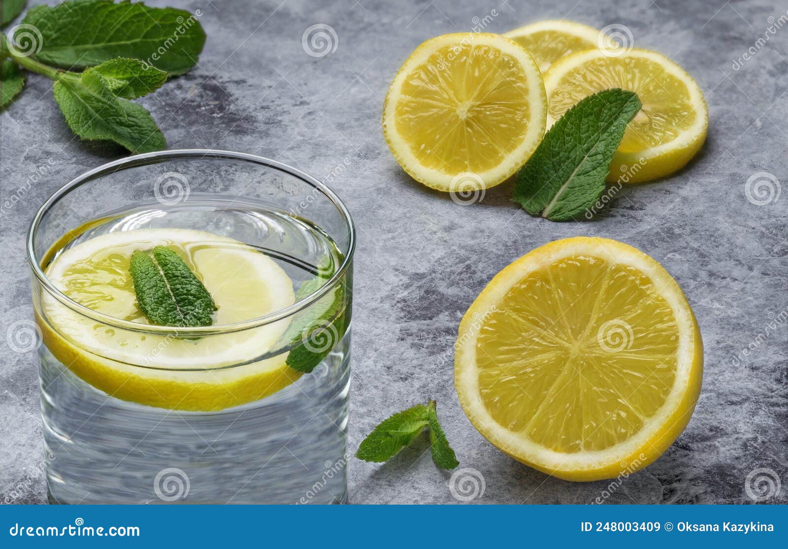 Water with Lemon and Mint Summer Soft Drink Stock Image - Image of ...