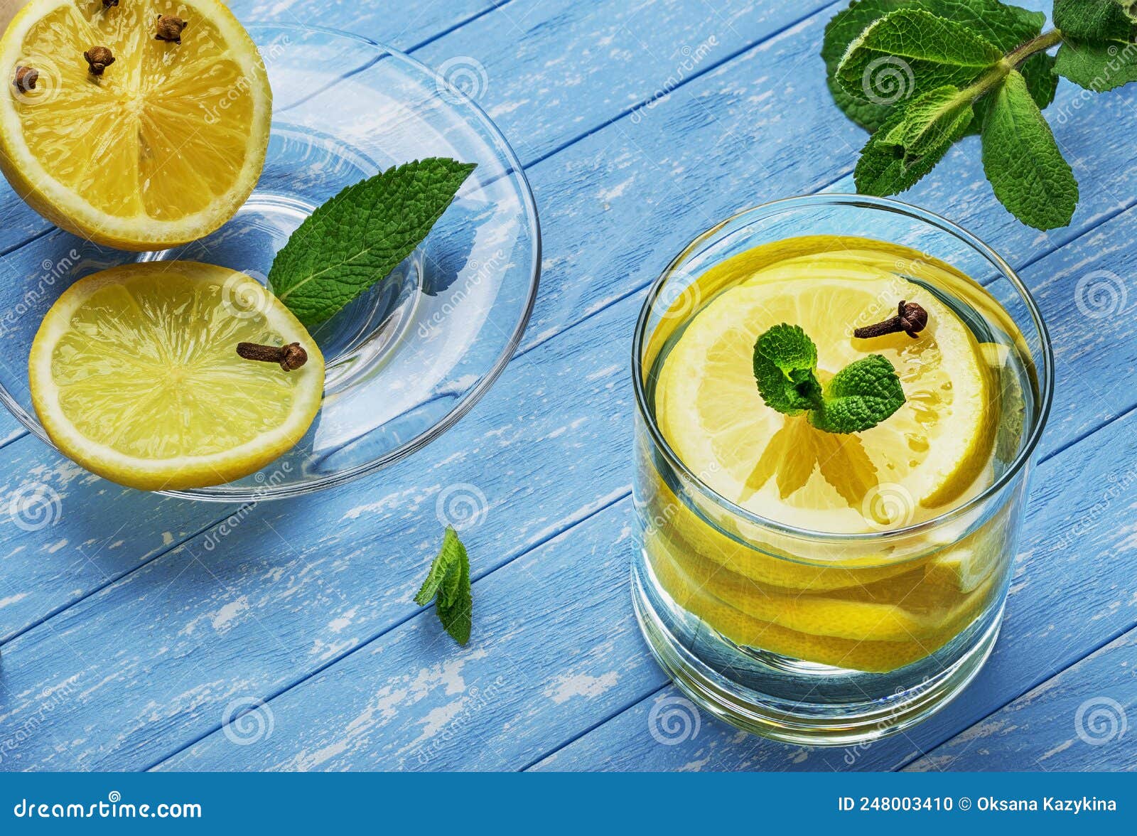 Water with Lemon and Mint Summer Soft Drink Stock Photo - Image of ...
