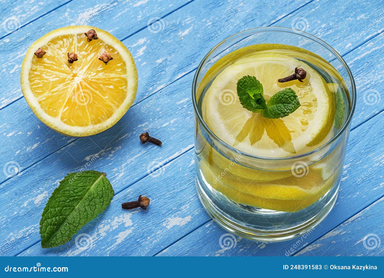 Water with Lemon and Mint Summer Soft Drink Stock Image - Image of ...
