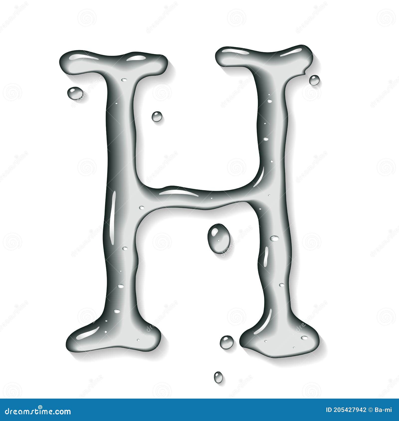 Water letter H stock vector. Illustration of letter - 205427942