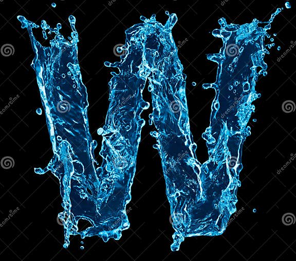 Water Letter W on Black stock photo. Image of splashing - 29150520