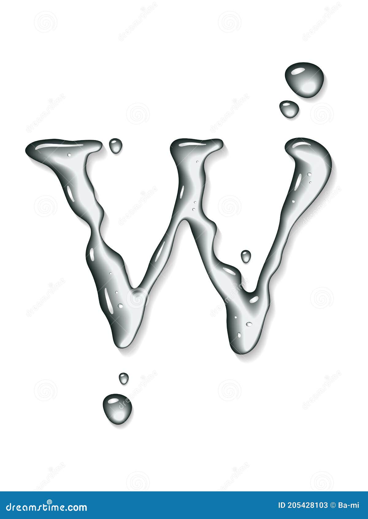 Water letter w stock illustration. Illustration of text - 205428103