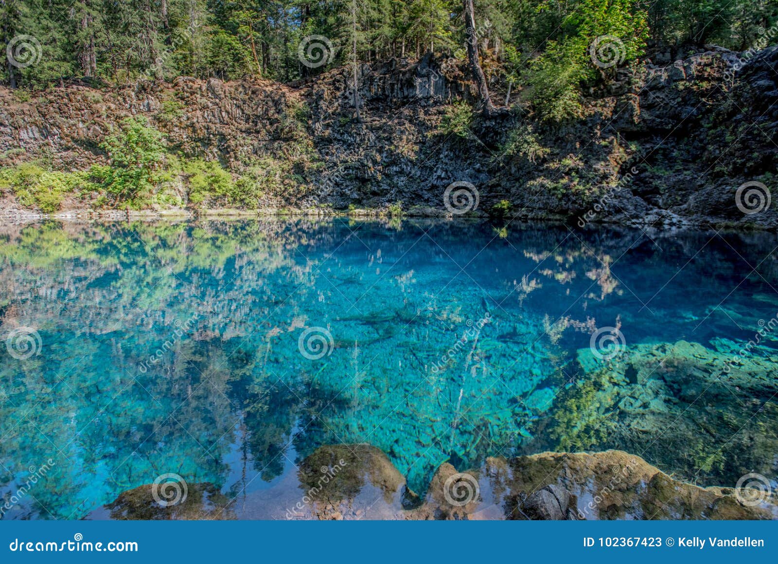 At Water Level of Blue Pool Stock Image - Image of still, mountains ...