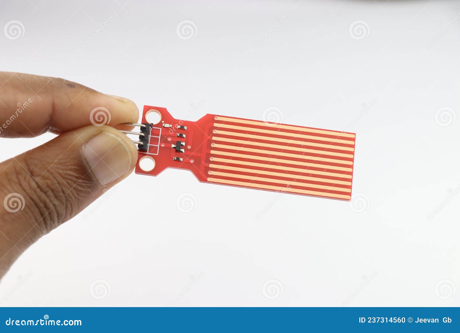Water Level Depth Detection Sensor Held in Hand on White Background ...