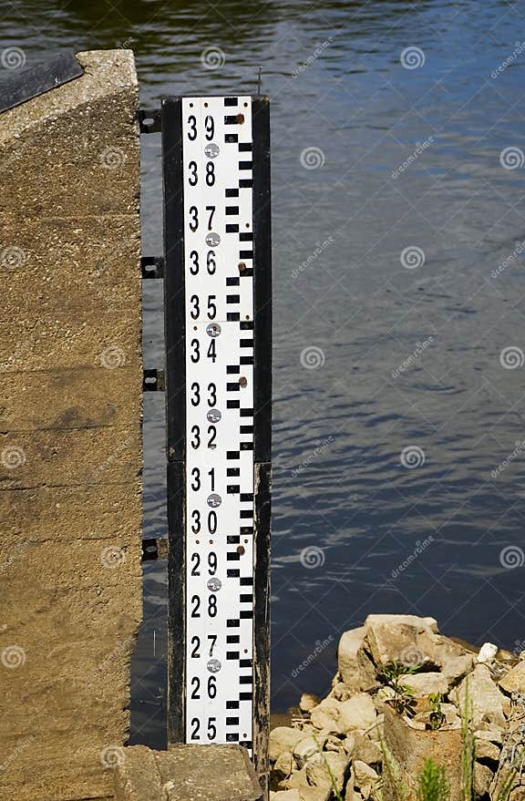 Water Level Depth Meter in the River. Stock Image - Image of vertical ...
