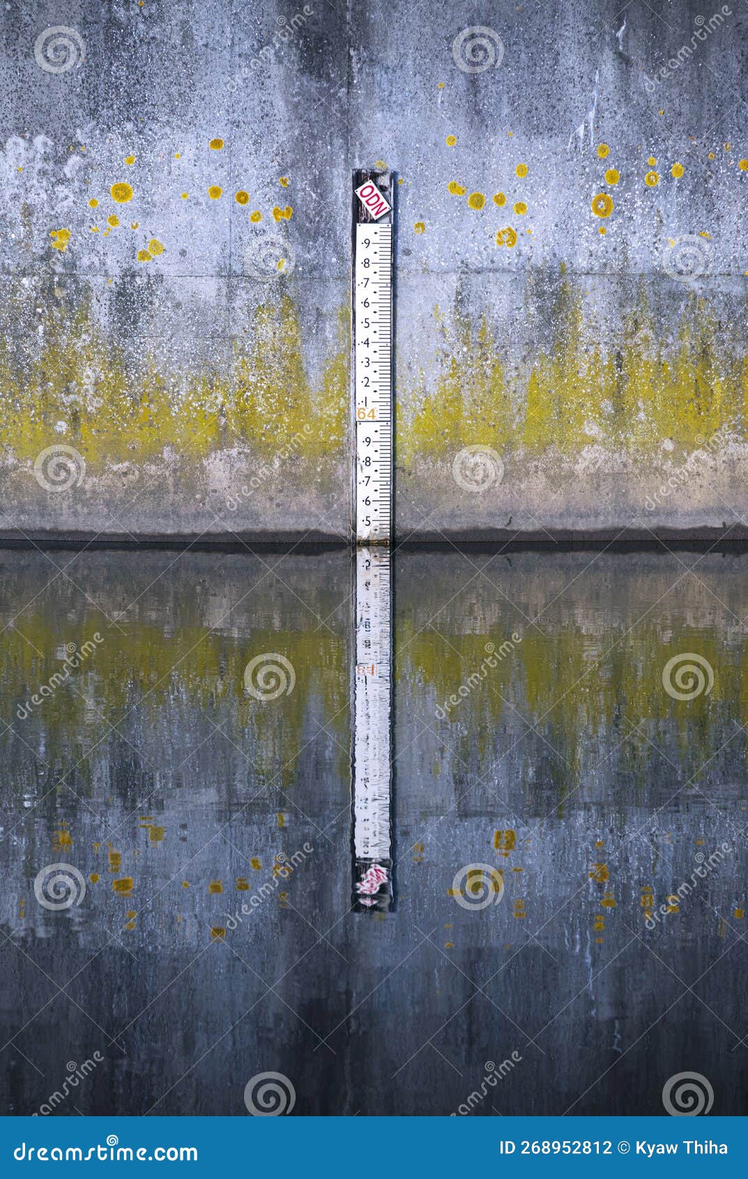 Water Level Depth Meter Ruler and Its Reflection Stock Photo - Image of ...