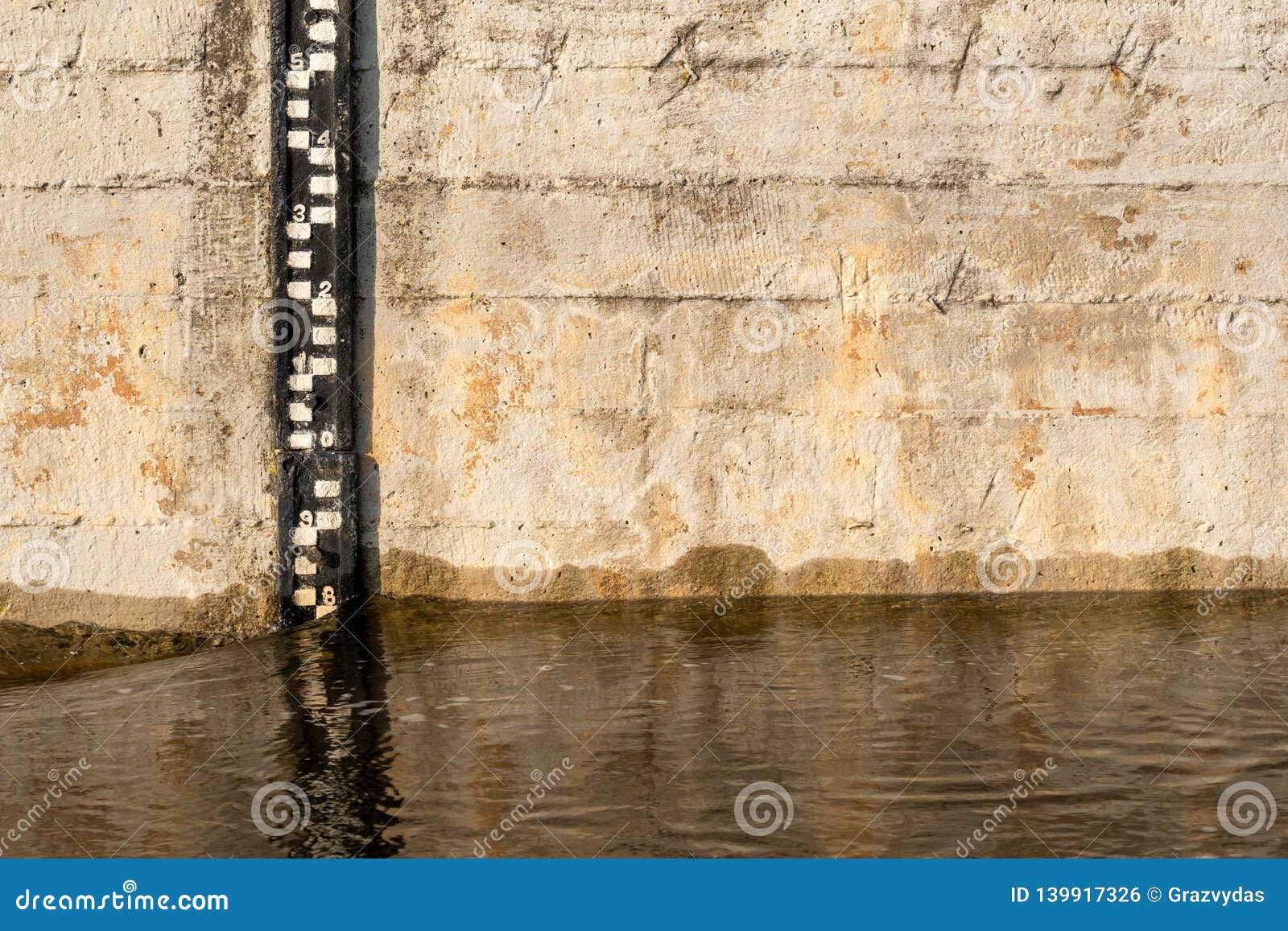 Water Level Indicator in a River Stock Photo - Image of river, rain ...