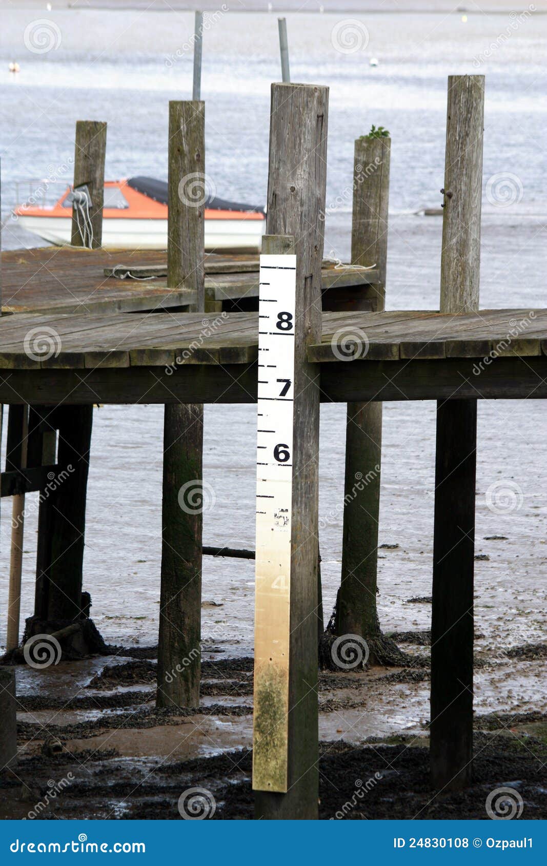 A Water Level Marker for Tidal Level Stock Photo - Image of tide ...