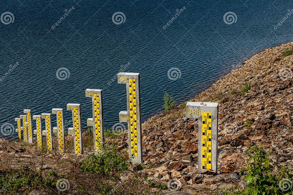Water level pole stock image. Image of green, tall, number - 83681871