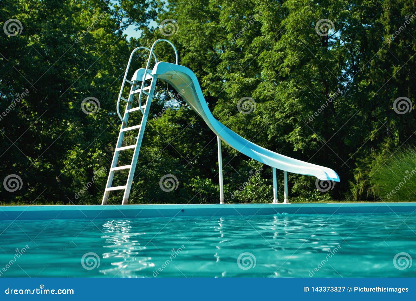 Water Level View of a Poolside on a Bright and Sunny Day Stock Image ...