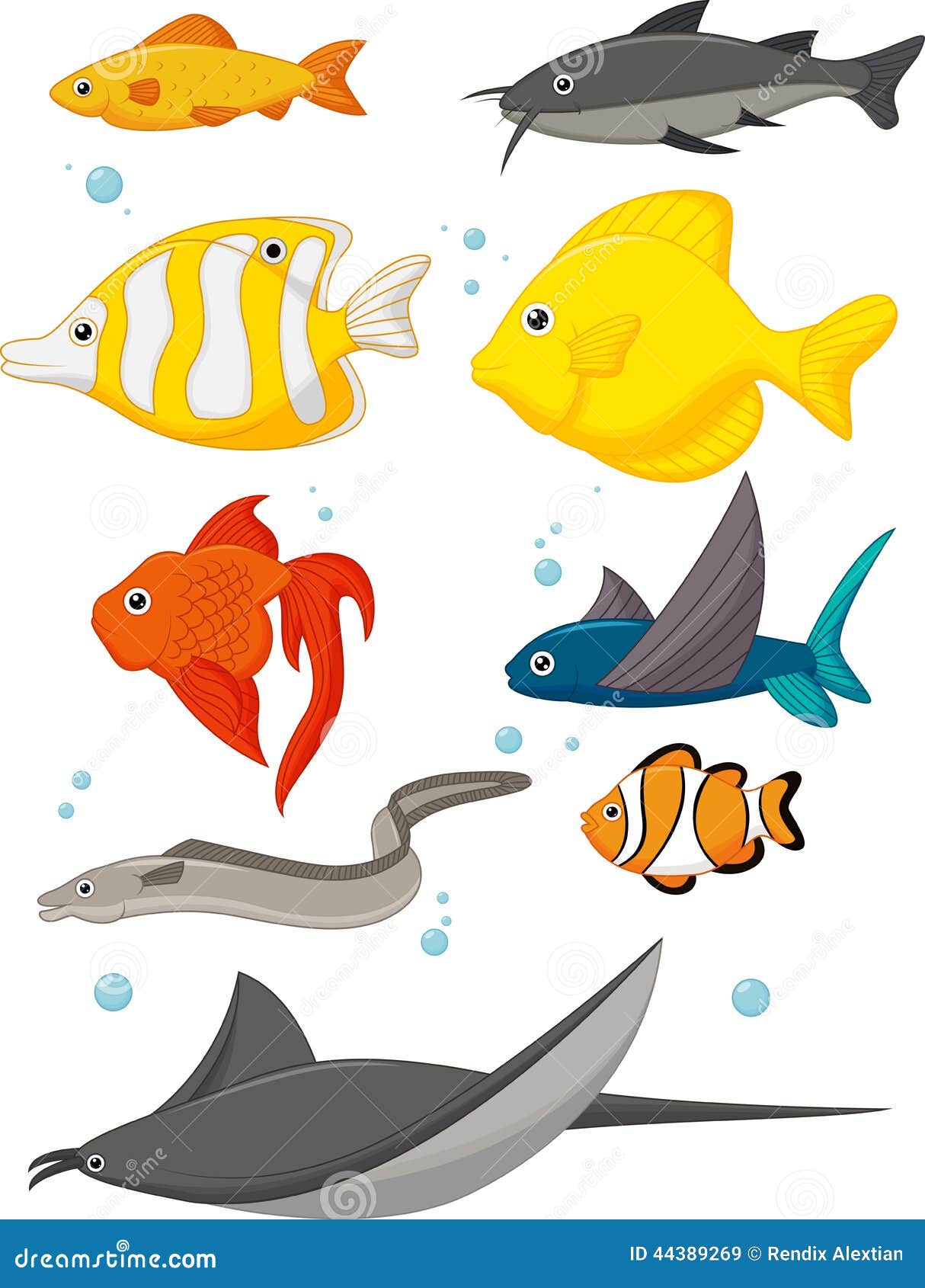 Water Life Cartoon Set stock vector. Illustration of ocean - 44389269