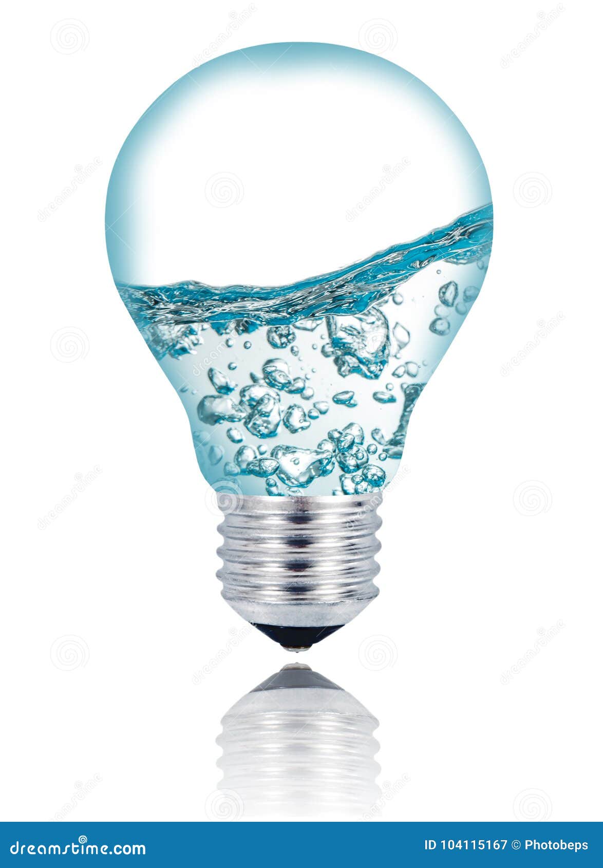 Water Light Bulb on White Background Stock Image - Image of electric ...