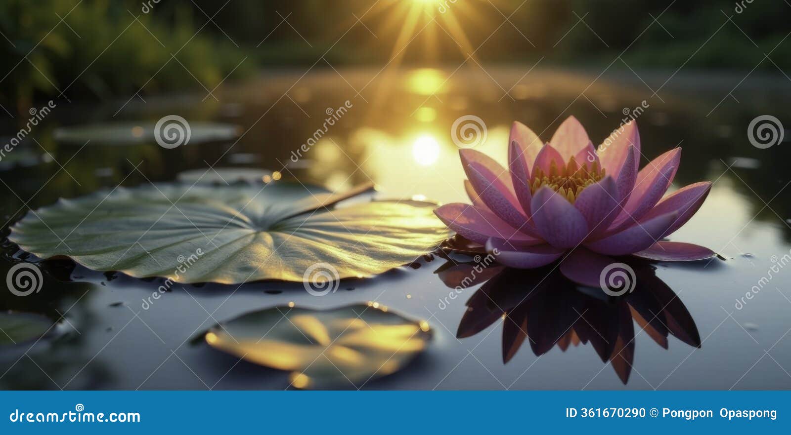 Water Lilies Float on Nelson Lake Surface at Sunrise, Summer, Water ...