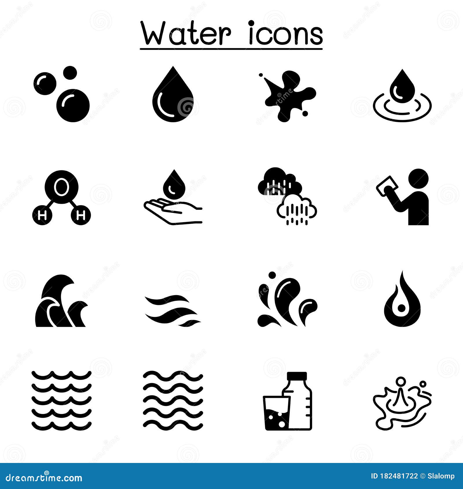 Water, Liquid, Aqua Icon Set Vector Illustration Stock Vector ...