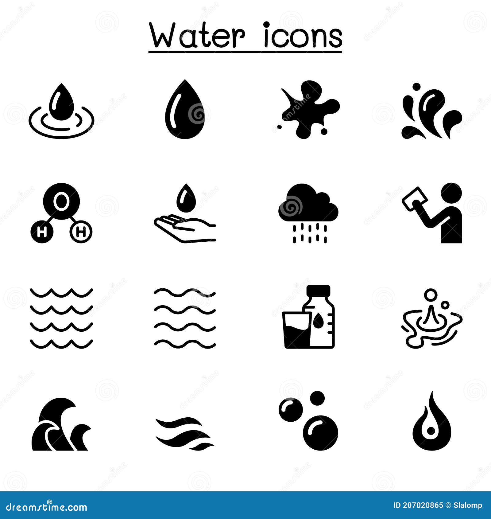 Water, Liquid, Aqua Icon Set Vector Illustration Graphic Design Stock ...