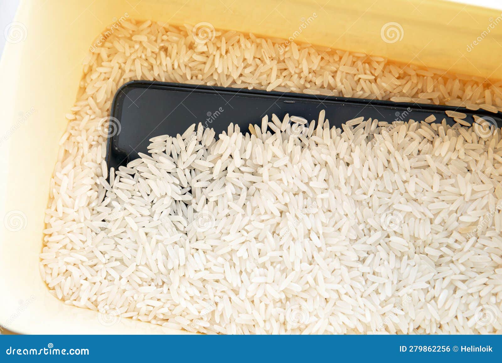 Water or Liquid Damaged Smartphone Dry Inside Box Filled with Uncooked ...