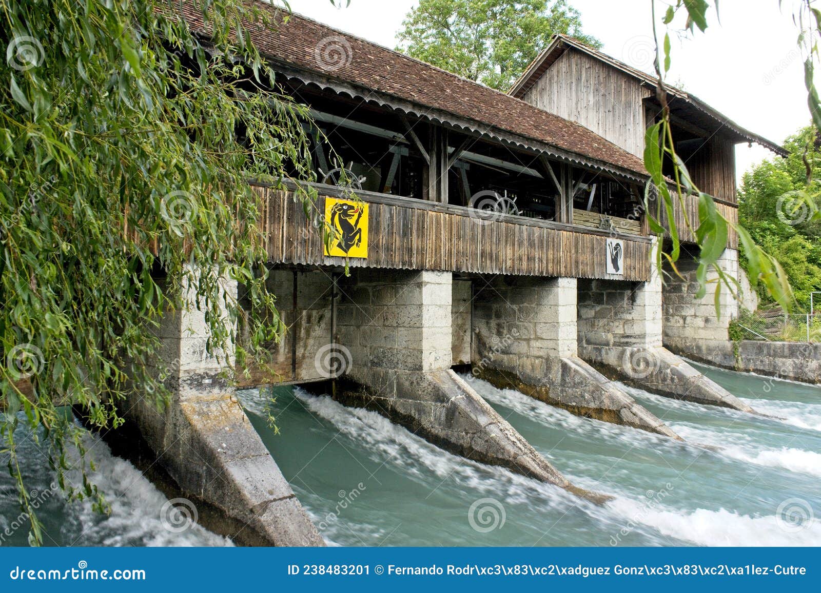 Water Lock at Aar River in Interlaken, Switzerland. Stock Image - Image ...