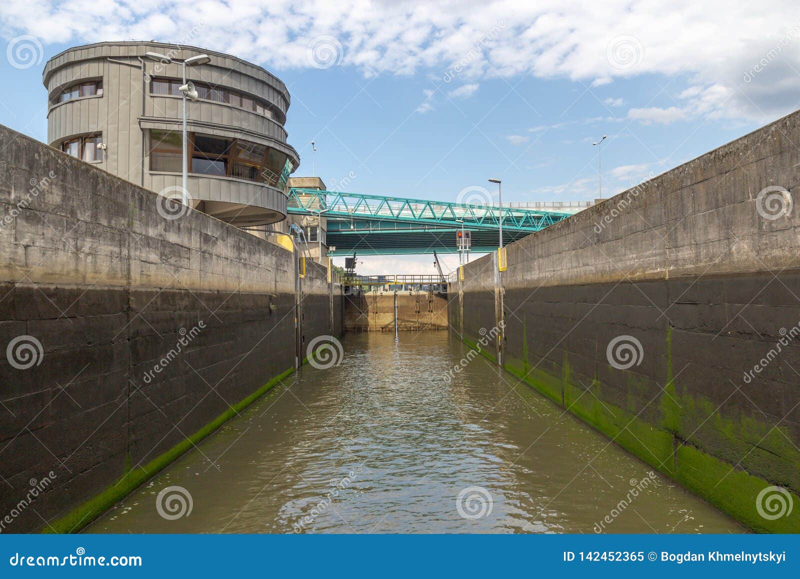 Water Lock Filling the Water on the River, the View from the Inside ...