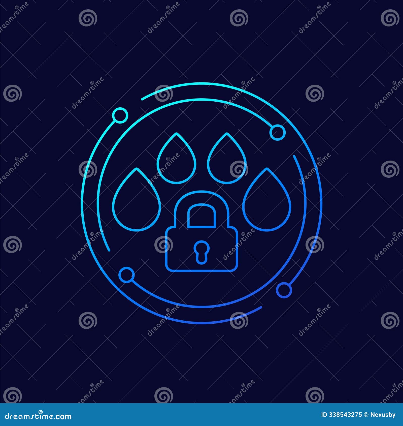 Water Lock Icon with Drops and Padlock, Linear Stock Vector ...