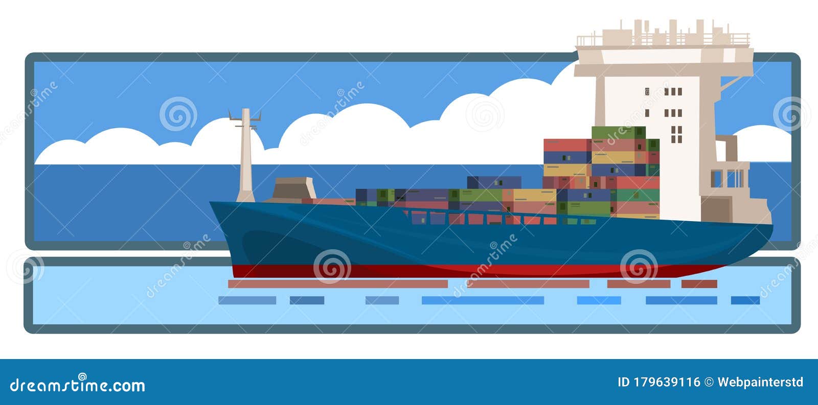 Water Logistics. Vector Illustration. Ocean, Sea, and River Transport ...