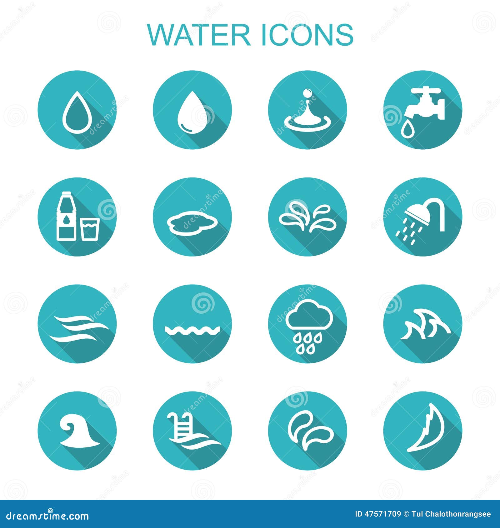 Water long shadow icons stock vector. Illustration of isolated - 47571709