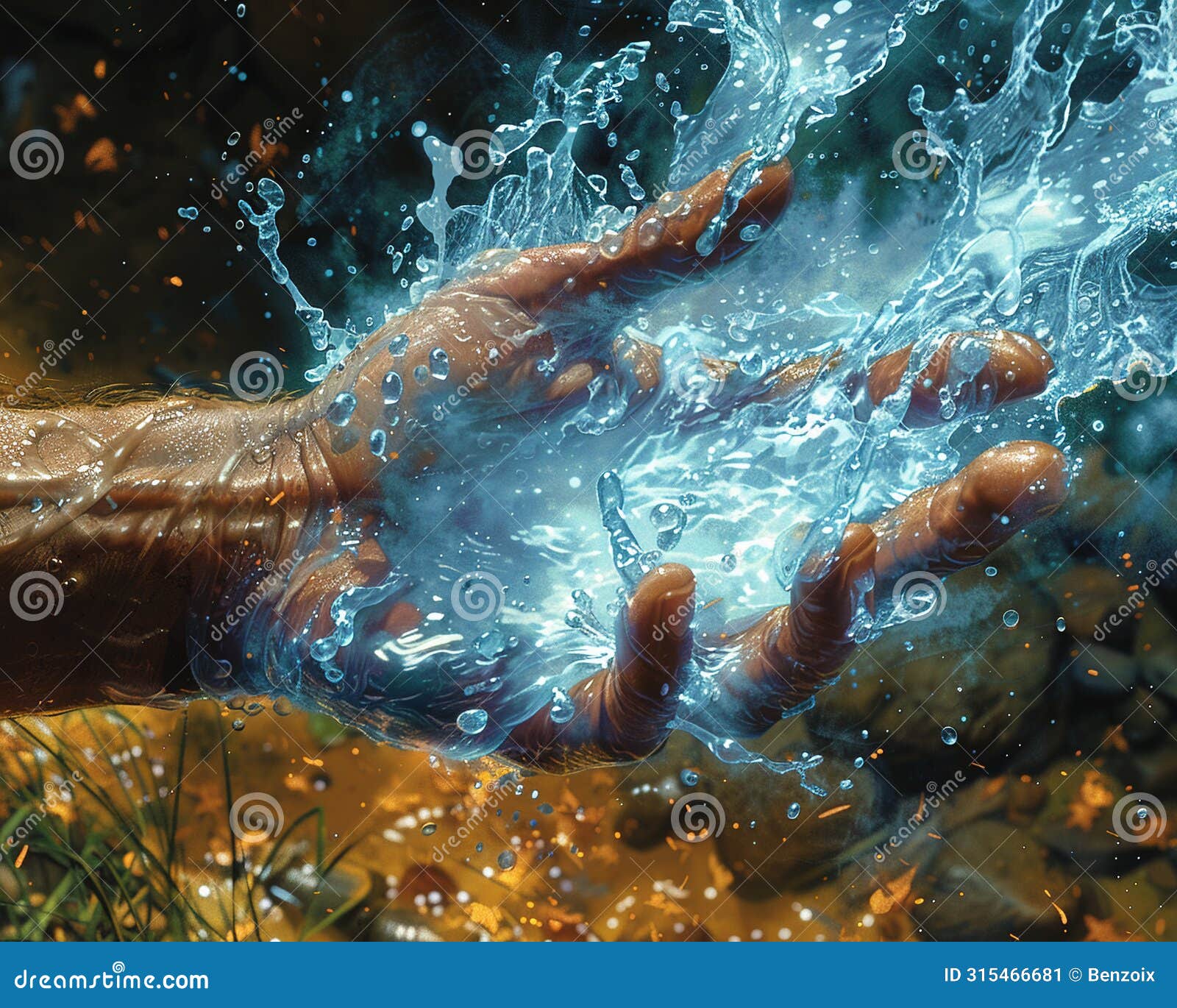 Water Magic Spell Being Cast Stock Image - Image of sorcerer, magic ...