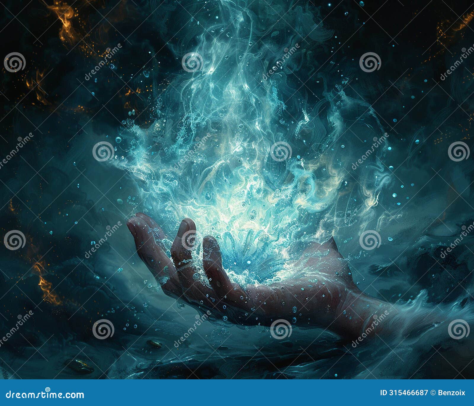 Water Magic Spell Being Cast Stock Image - Image of atmosphere ...