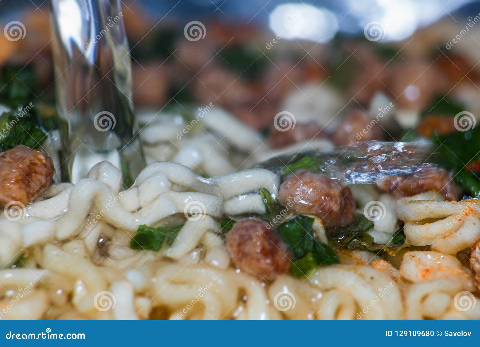 Water makes ramen is macro stock photo. Image of instant - 129109680