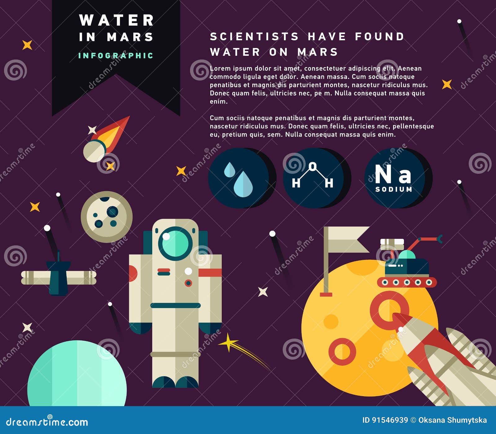 Water On Mars. Martian Shows Water In Its Hand. NASA Stock Illustration ...