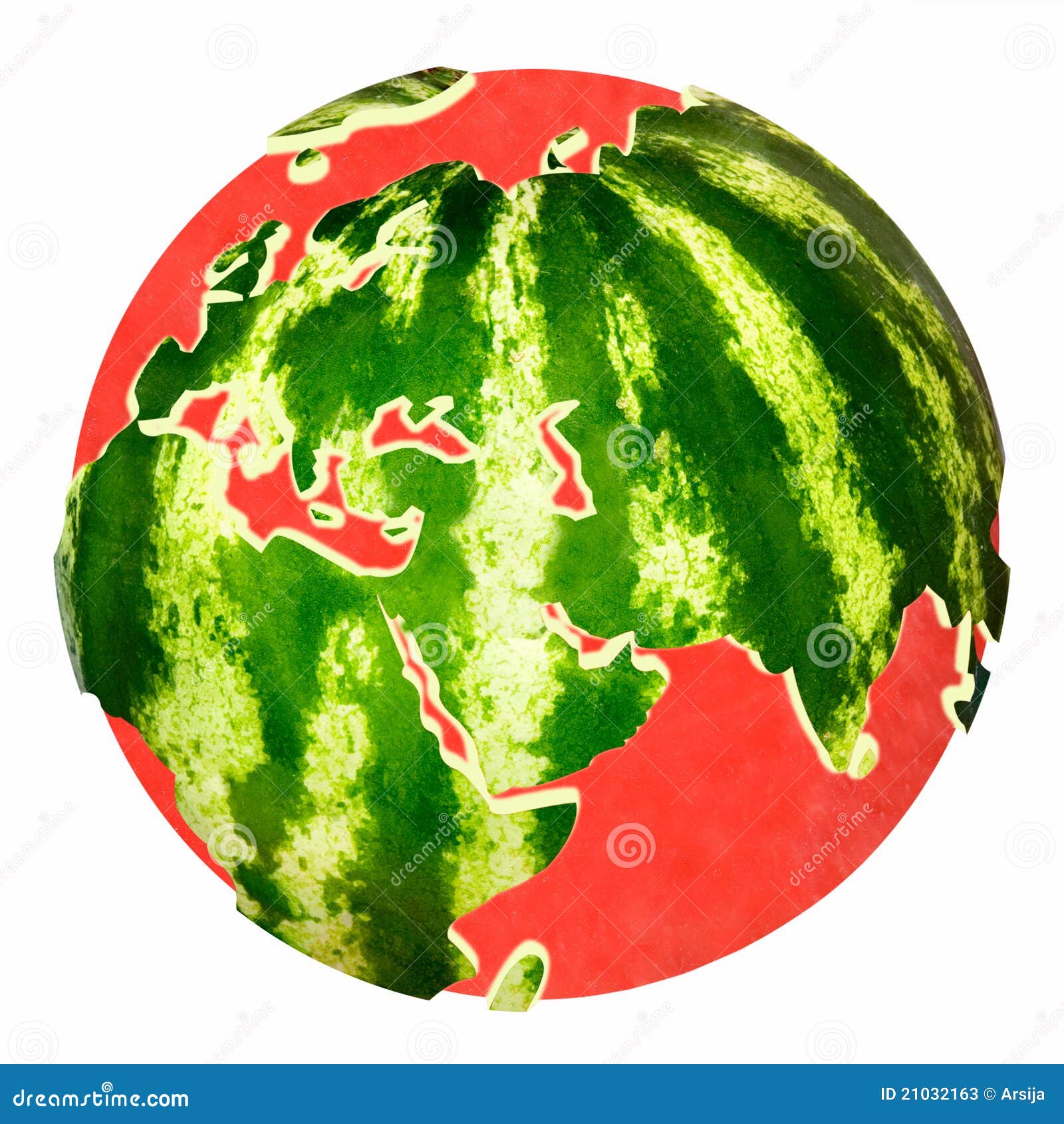 Melon As A Planet Earth. Map Of The World On The Crust Royalty-Free ...
