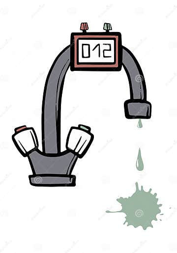 Water Meter Defective Water Tap With Flowing Water Stock Vector