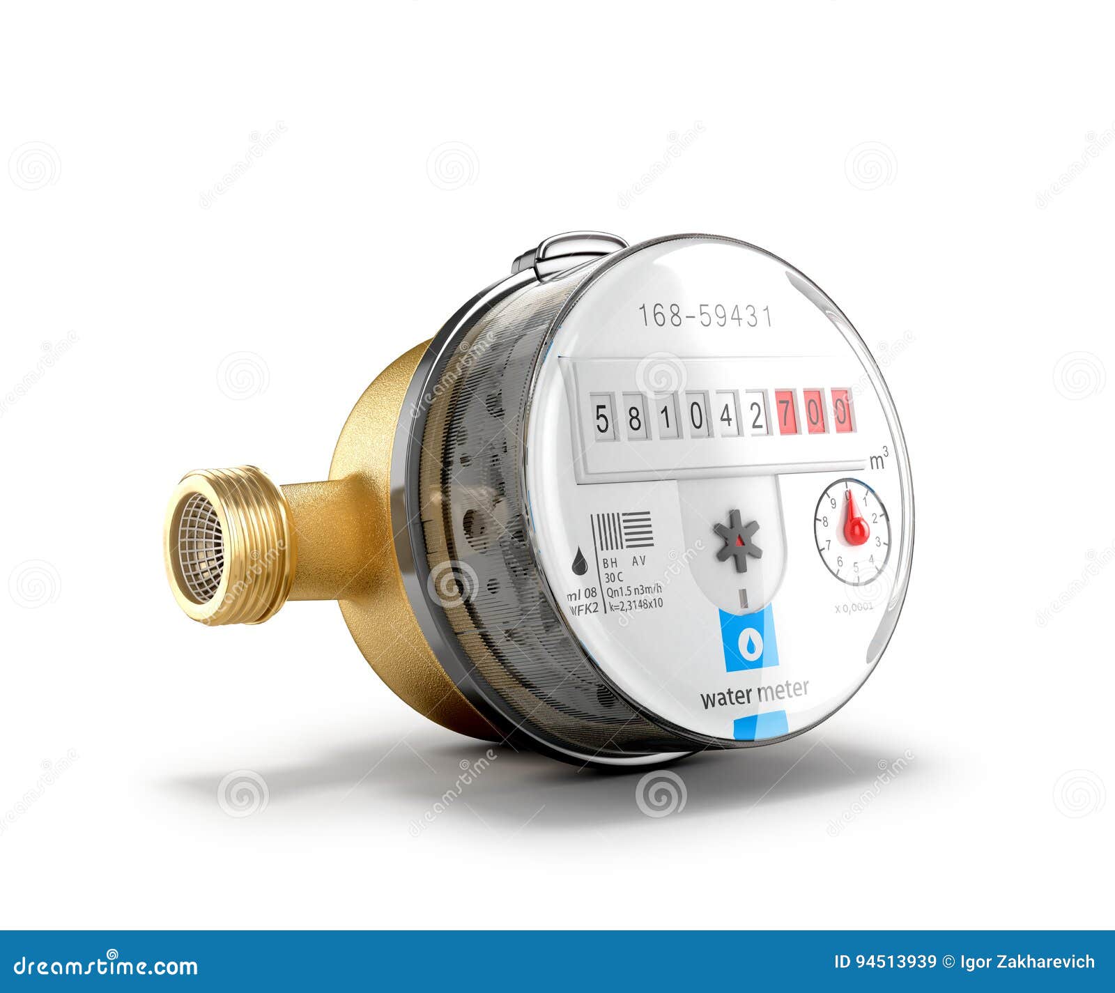 Water Meter Isolated on White Background. Stock Illustration ...
