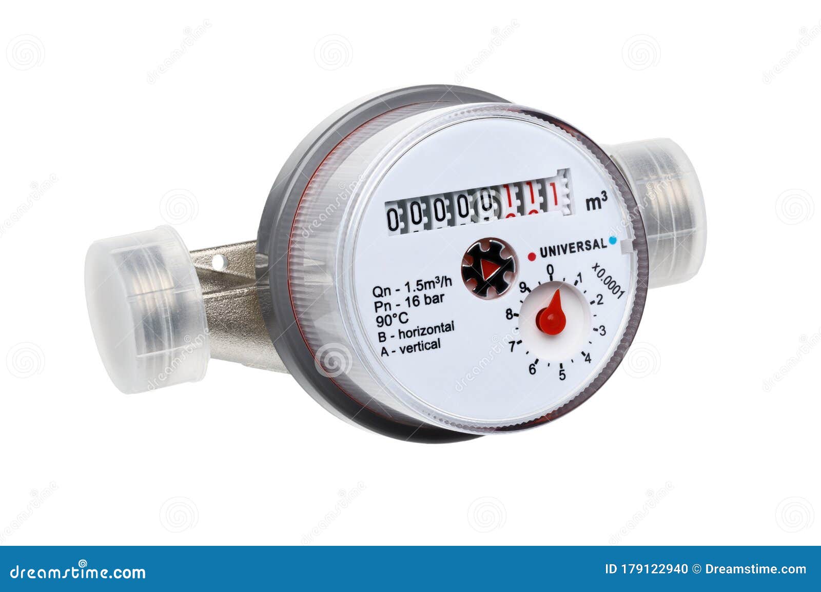 Water meter isolated. stock photo. Image of dial, measuring - 179122940
