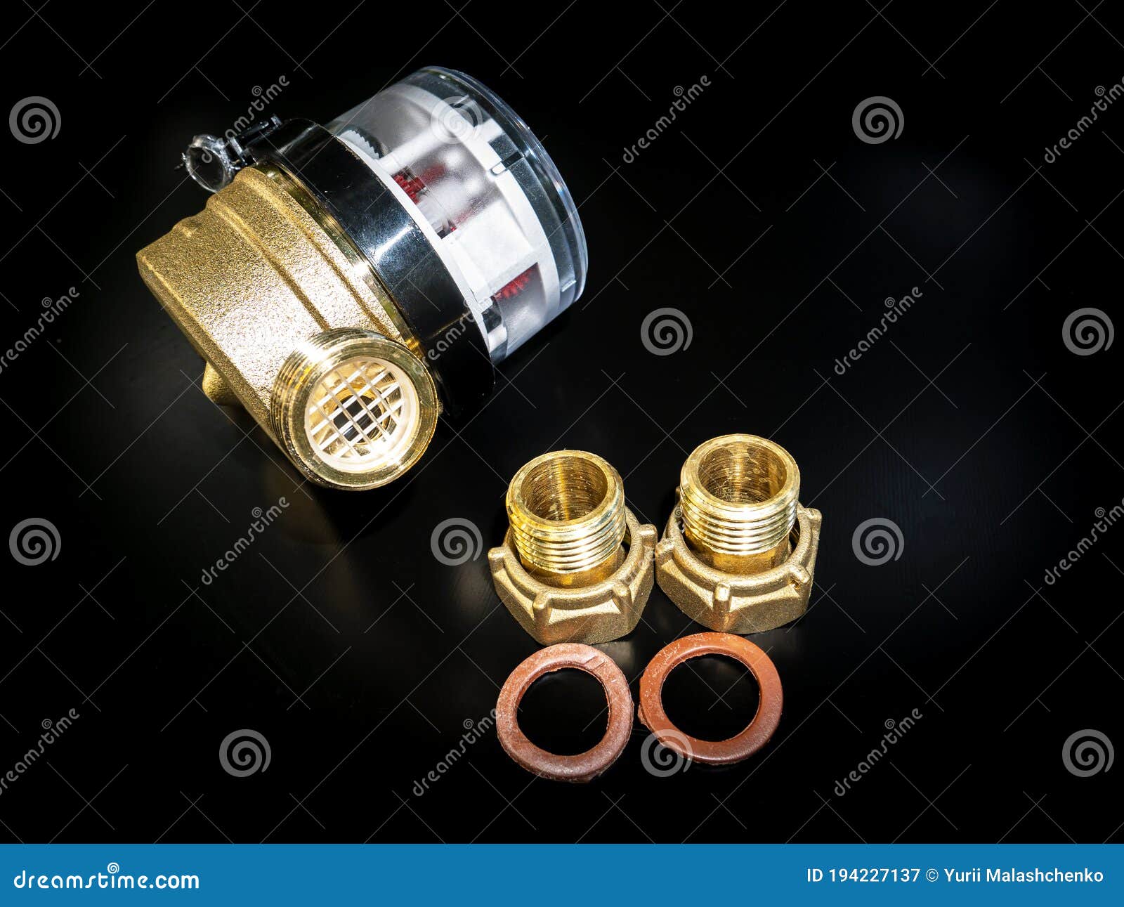 Water Meter with Threaded Connection for Nuts Stock Image - Image of ...